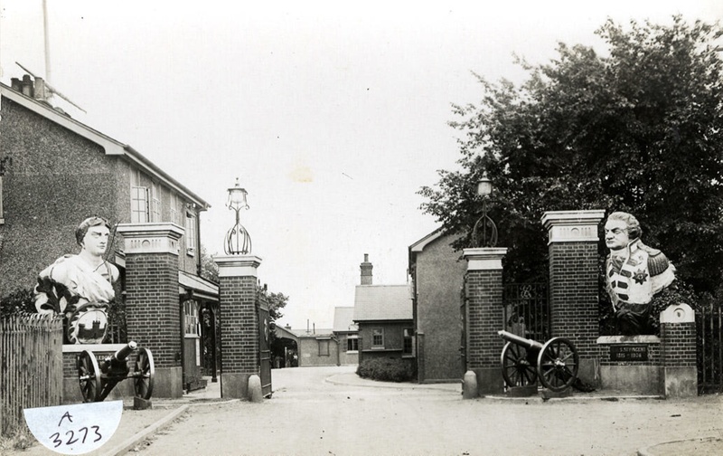 Photograph of main entrance gate to HMS Ganges.; photographer : unknown ...