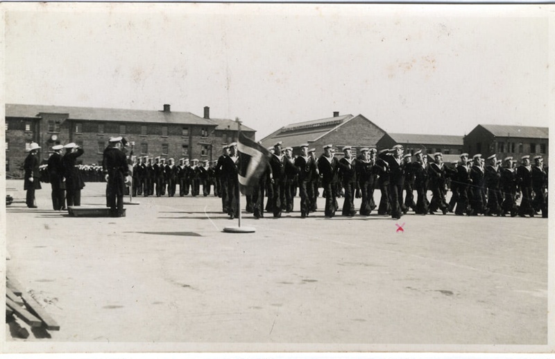 Photograph of a class marching past the saluting base on in 1937 ...