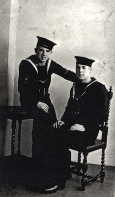 Copy photograph of two ratings, one being George Pickup seated ...