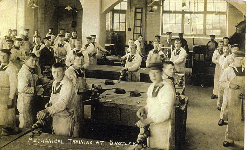 Photograph of a Mechanical Training class at HMS Ganges circa 1916 ...