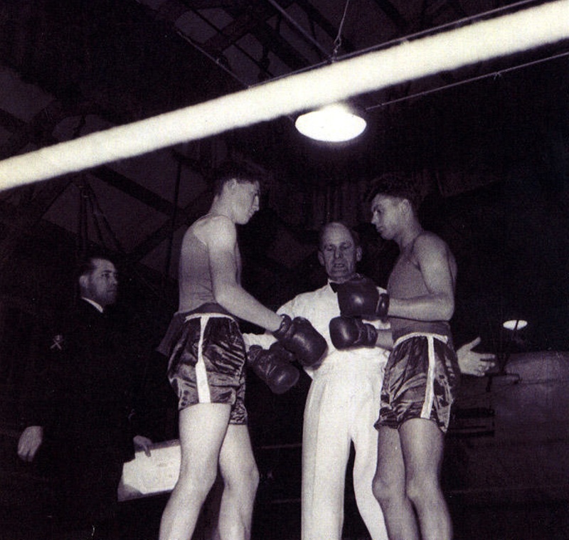 Photograph of an HMS Ganges boxing tournament in 1957; photographer ...