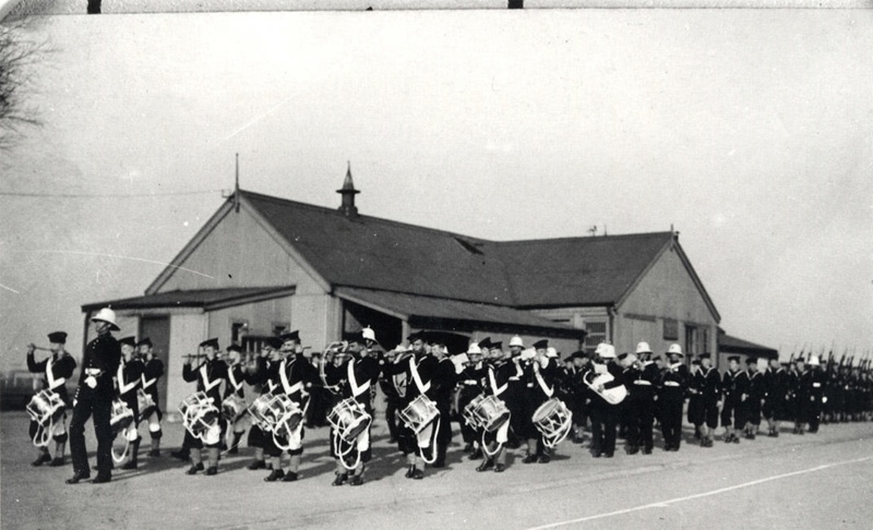 photograph of Combined Royal Marine and Bugle Bands of HMS Ganges, 1938 ...