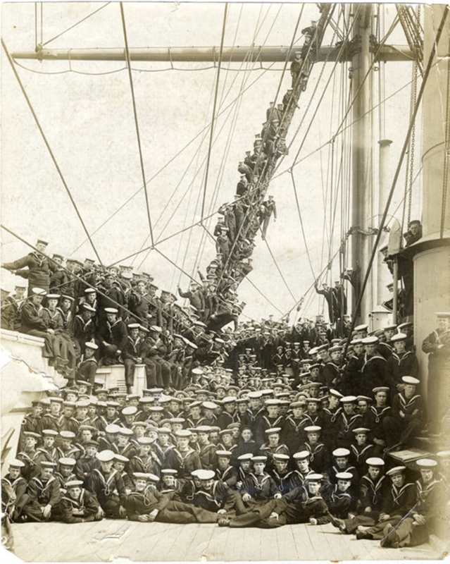 A photograph Boy seamen on board the depot ship bearing the name HMS ...