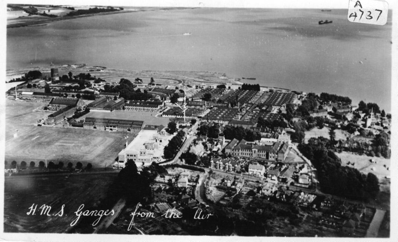 Photograph of HMS Ganges from the air; photographer : Fisk, R A, Mr ...