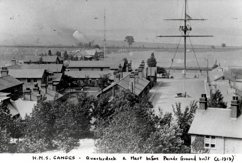 Photograph of Quarterdeck and Mast at HMS Ganges, 1919.; photographer ...