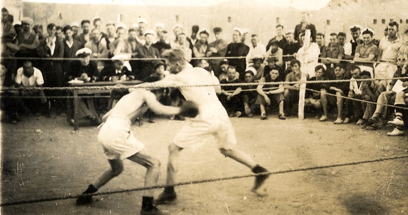 Photograph of a boxing match aboard HMS Havock during World War II ...