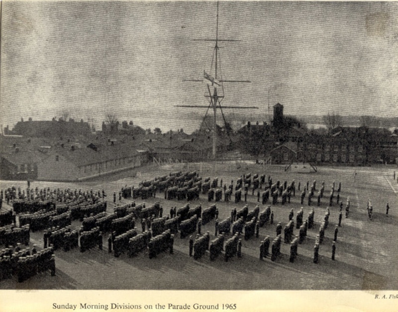 Copy photograph of Sunday Divisions, HMS Ganges in 1965.; photographer ...