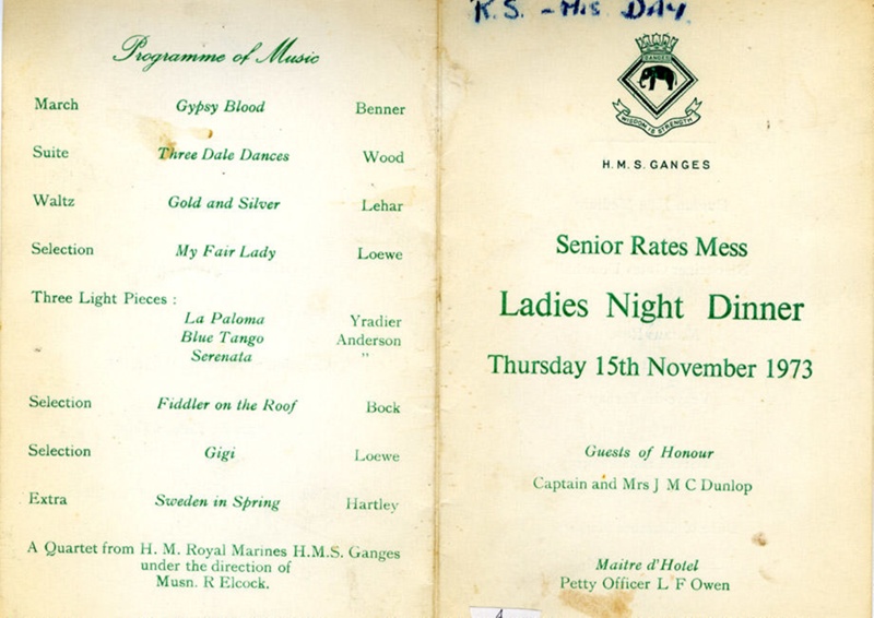 Invitation card for Ladies Night Dinner at the Senior Rates Mess, HMS ...