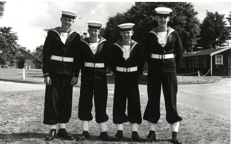 Photograph of 4 bugle boys taken in 1959 including Junior Seaman Black ...