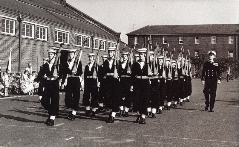 Photograph of Drake 40 Mess guard marching towards the saluting base ...