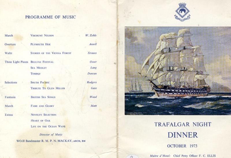 Invitation Card to Trafalgar Night Dinner at HMS Ganges; SHHMG:A2654 ...