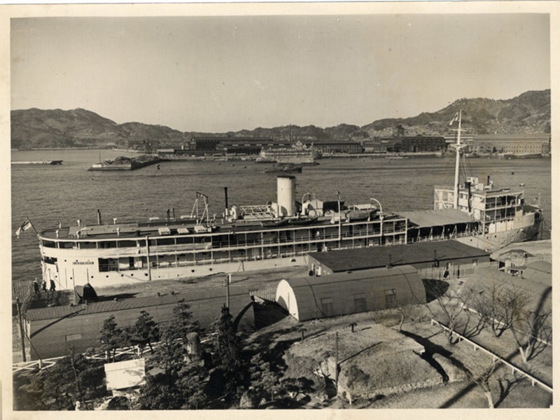 A photograph of HMS Ladybird at Sasebo. Captain Norman Henry Pond was a ...