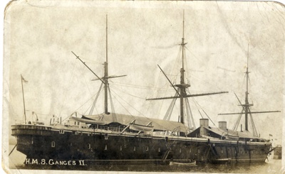 Photograph of HMS Ganges 2 at anchor in 1913.; SHHMG:A7557 | eHive