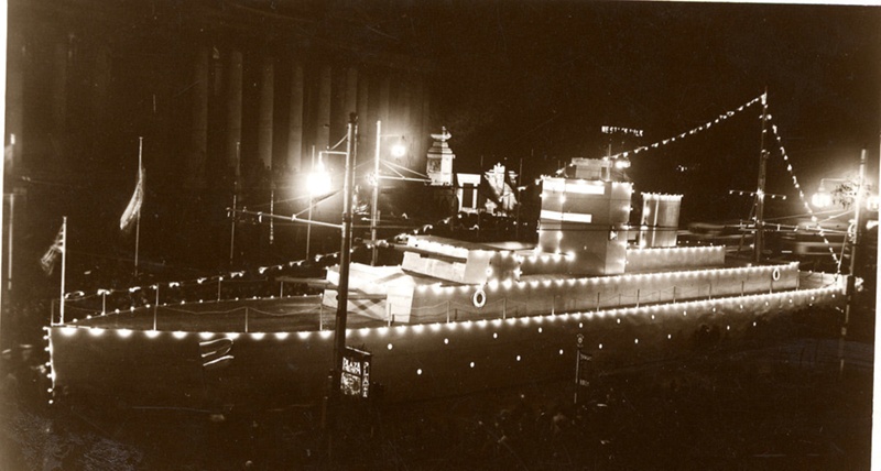 Photograph of "HMS Coronation", a model ship made for the coronation of ...