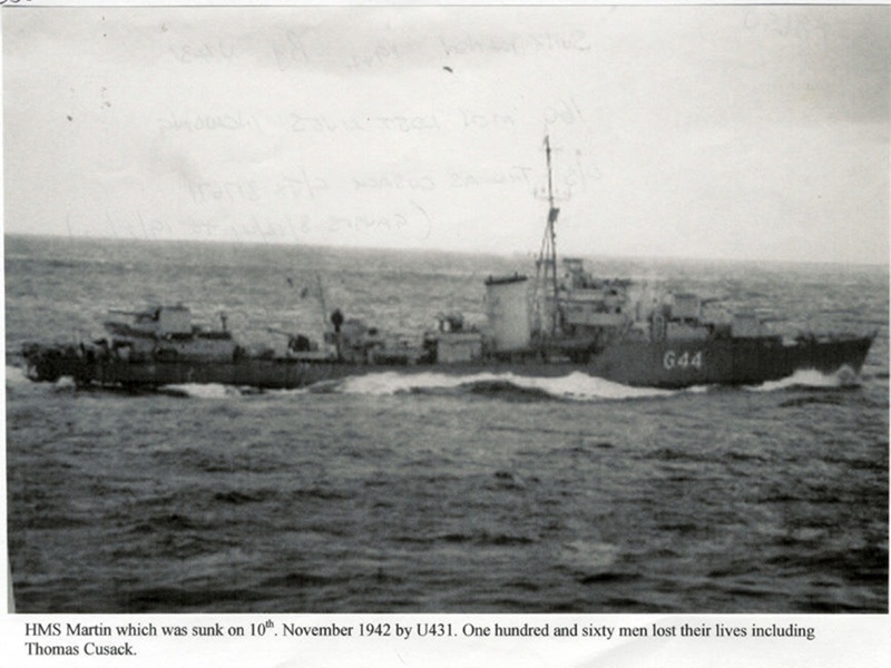 A photograph of HMS Martin. Thomas Cusack (CJX317671) who was trained ...