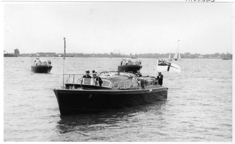 Photograph of the Queens launch off HMS Ganges pier in July 1961 ...