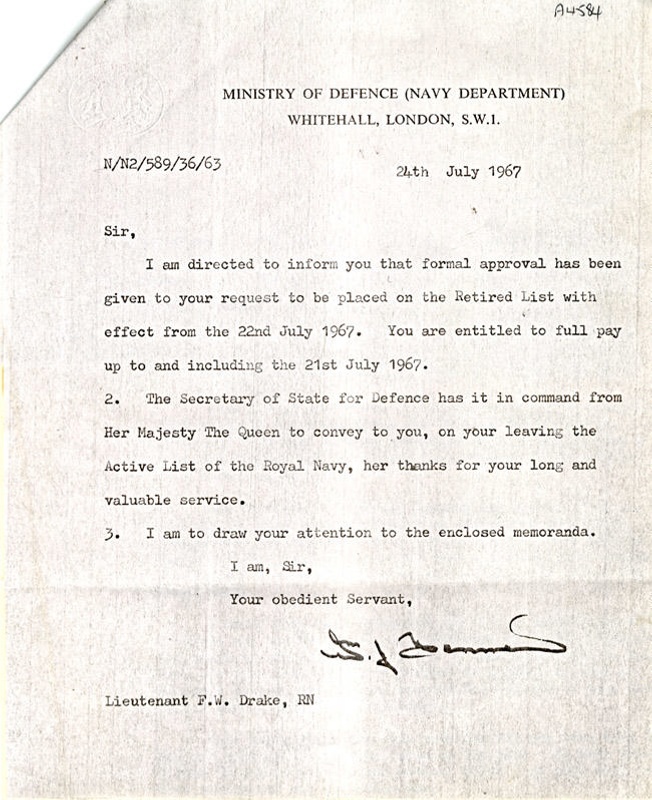 19 documents including a letter from the Ministry of Defence to ...