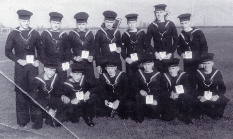 photograph of HMS Ganges 1955 Boxing Team with Colours; photographer ...