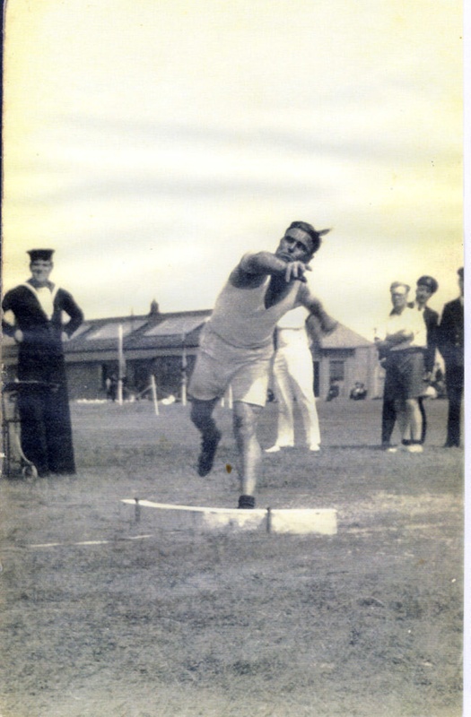 Photograph of Ernest Simpson, probably putting the shot.; SHHMG:A128 ...