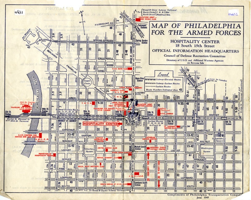 Map of Philadelphia for the Armed Forces, 1945; 1945; SHHMG:A4631 | eHive