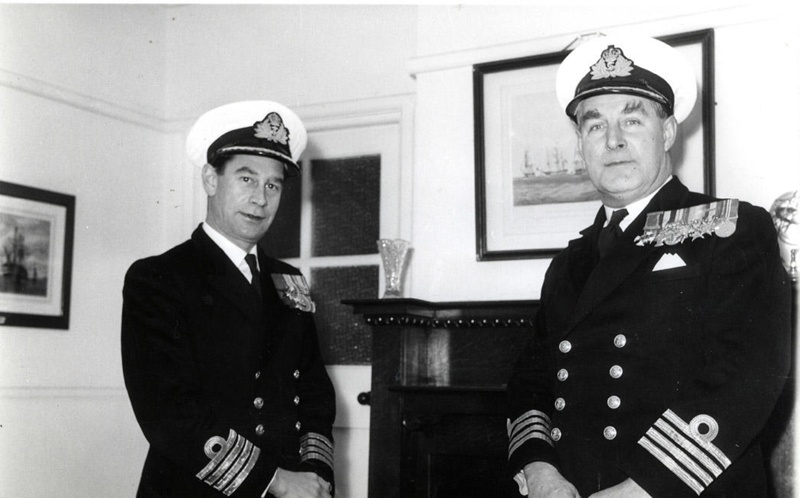 Photograph of Captain Place taking over Command of HMS Ganges from ...