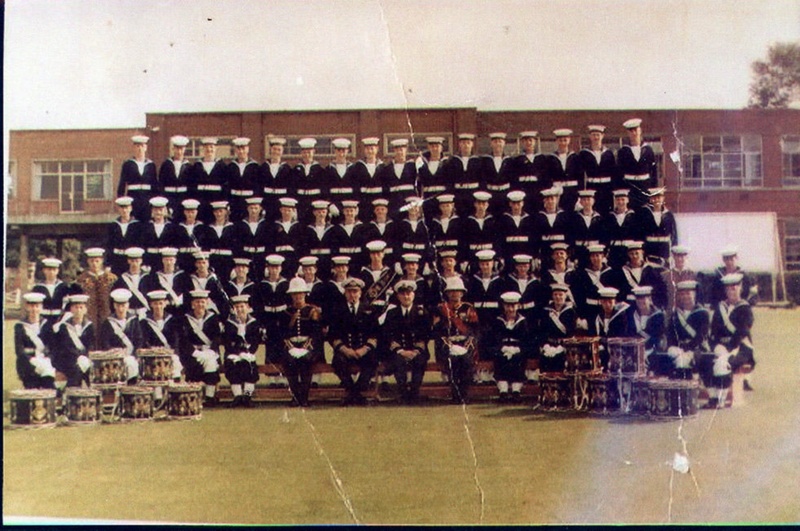 Colour photograph of Bugle Band, 1967. Taken behind Central Messing ...