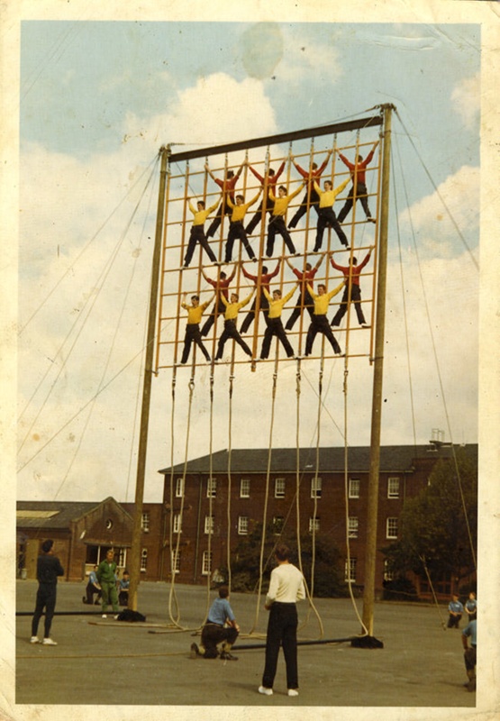 Photograph of a window ladder display practice, 1970; photographer ...