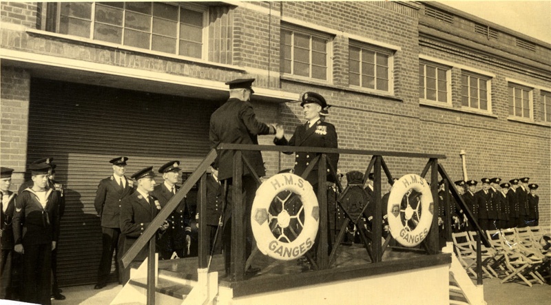 Photograph of a presentation on the saluting dias; photographer : Fisk ...