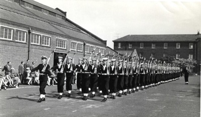 Photograph of a Divisional guard marching towards the saluting dias ...