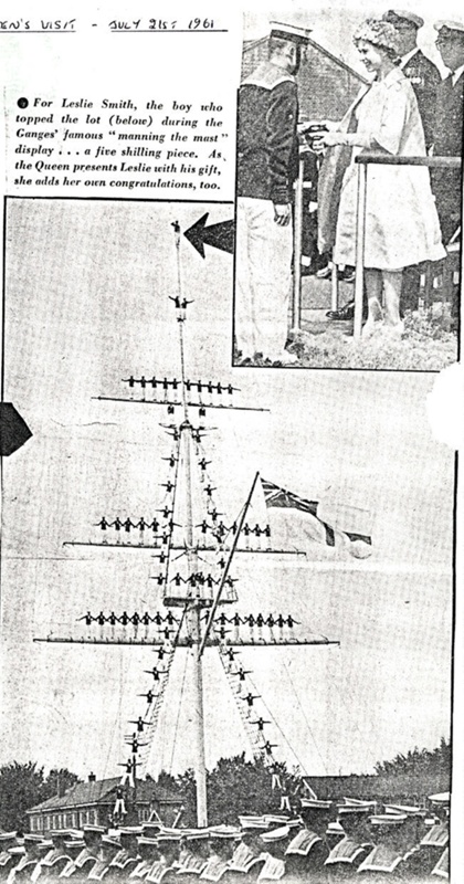 Part of a newspaper cutting showing HM The Queen presenting Junior ...