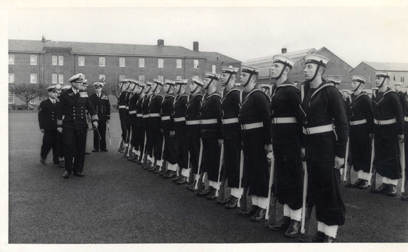 Photograph of Benbow Division 33 Mess Guard being inspected by Captain ...