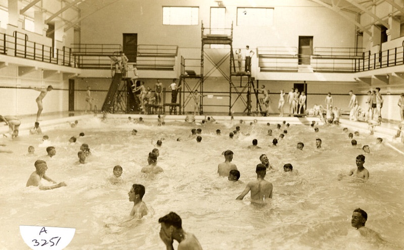 Photograph of boys in swimming pool at HMS Ganges.; photographer ...