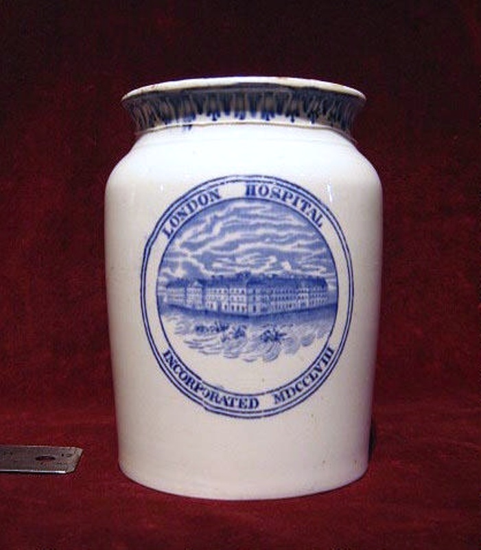 Blue Glass Sputum Bottle Chrome Lid and Base; 1860s; 2005.090MB | eHive