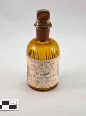 Brown Glass Chloroform Bottle with Matching Closure and Printed Paper ...