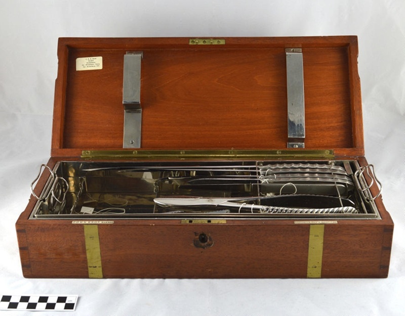 Wooden Boxed All Metal Amputation Set with Sterilisation Trays; Down ...
