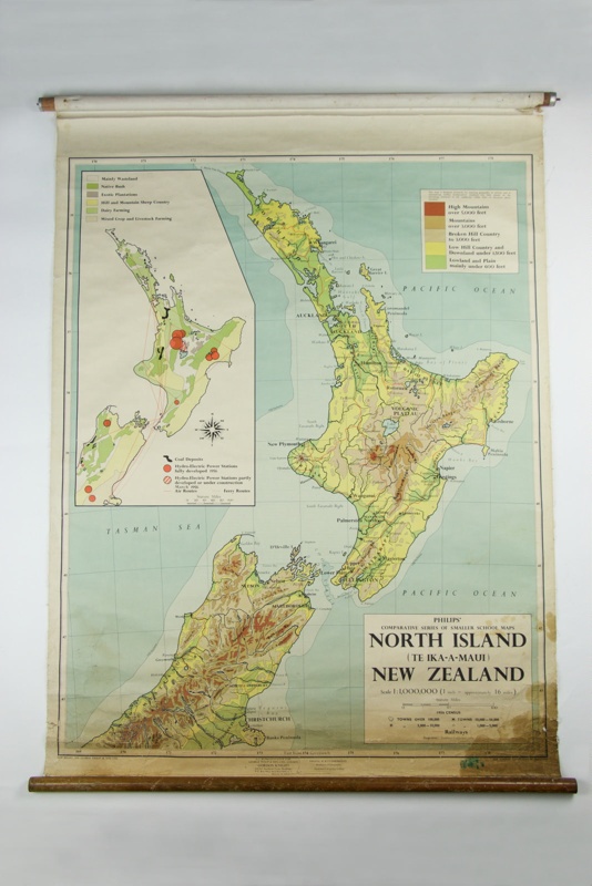 North Island map; George Philip & Sons Ltd.; circa 1956; 01639 | eHive