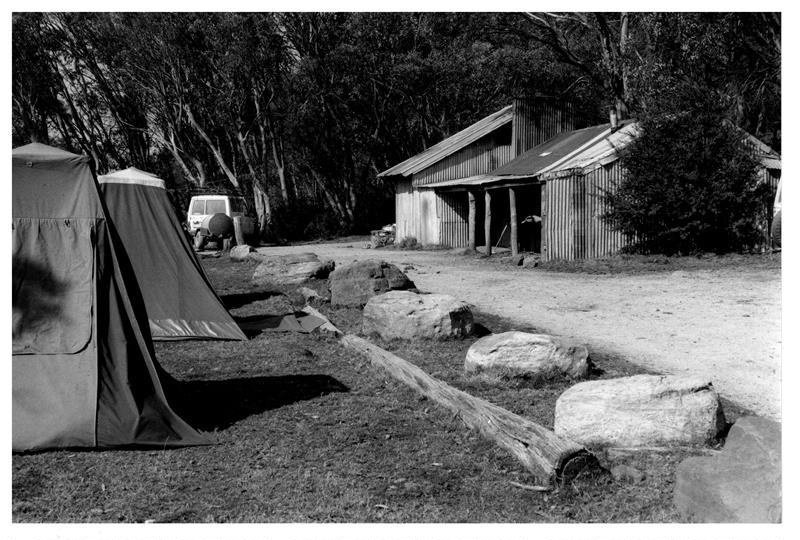 Bluff Hut and tents in 2002; Klaus Hueneke; AP 002287 | eHive