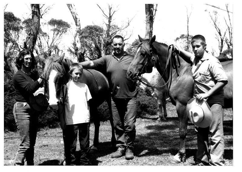 Sue + Harry Ryder + sons Adam + Phillip at Ryders Huts in Feb 2002 ...