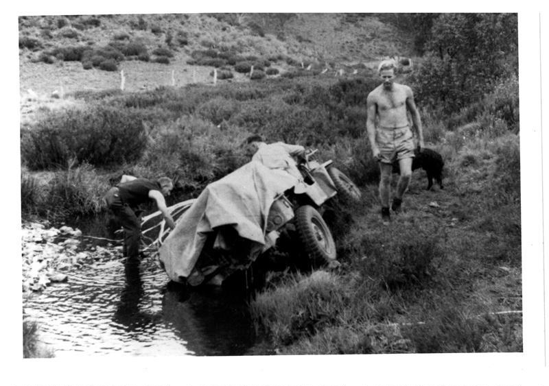 Tom Mitchell's bogged landrover 1940s Willy Little john on right ...