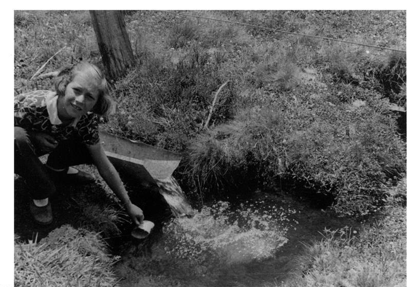 Ethel Wheeler at the water well near Wheelers hut 1940s/50s (Burzacott ...