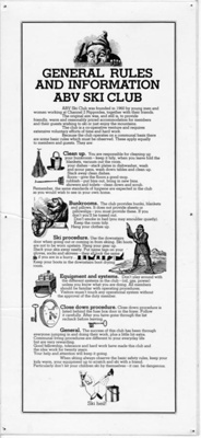 Poster - General Rules and Information, ABV Ski Club; AE 000131 | eHive