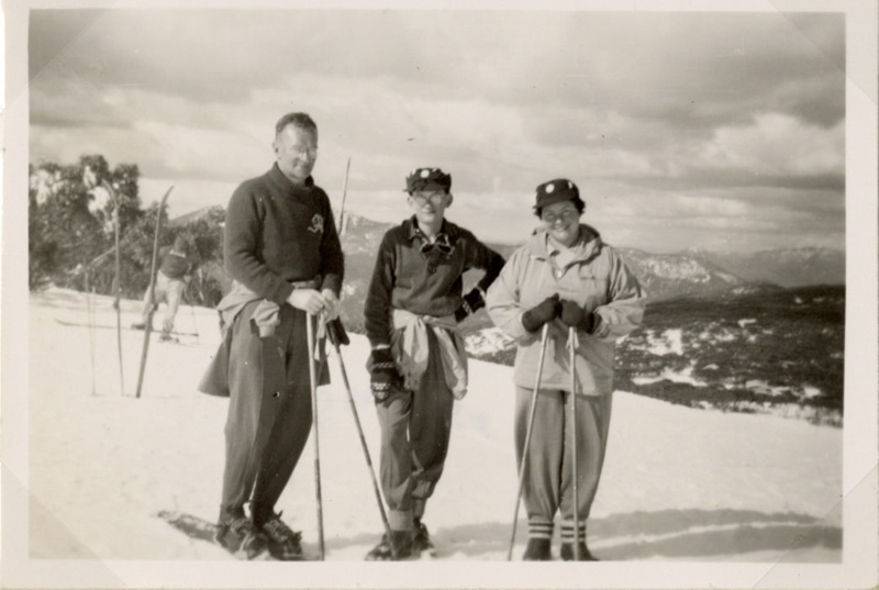 Photograph - Ted, Robert and Eileen Canterford, Mt Buller; 1/09/1954 ...