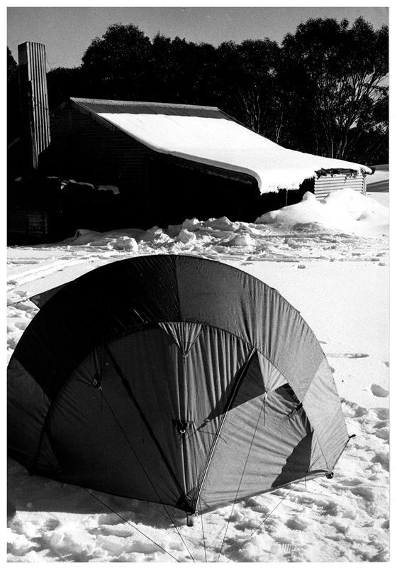 Photo of Bradley's Hut and Rod Peter's home made dome tent. In 1980 by ...