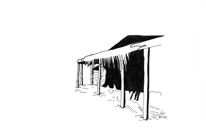 Drawing - Snow hanging off hut roof; Klaus Hueneke; Klaus Hueneke; AE ...