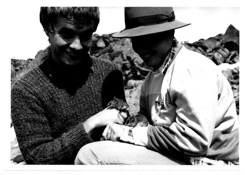 Jonathan Howard + friend with pygmy possums. Mt Blue Cow. Dec 86 ...