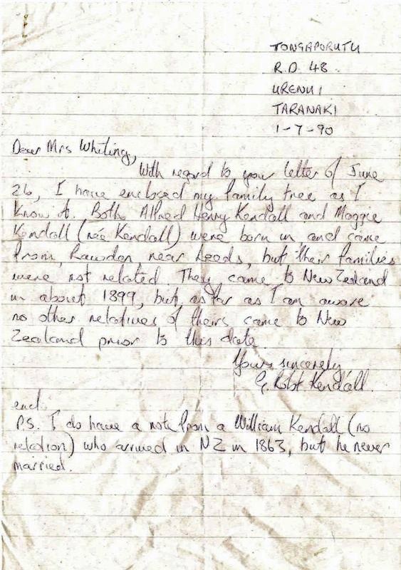 Letter, to Mrs Whiting, family tree attached; 1990; RAA2020.0115 | eHive