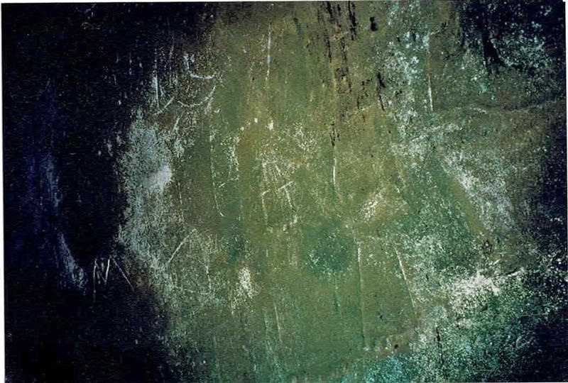 Photo, Cave drawings, Mokau; Ray Stoddart; 1990; P2021.0027 | eHive