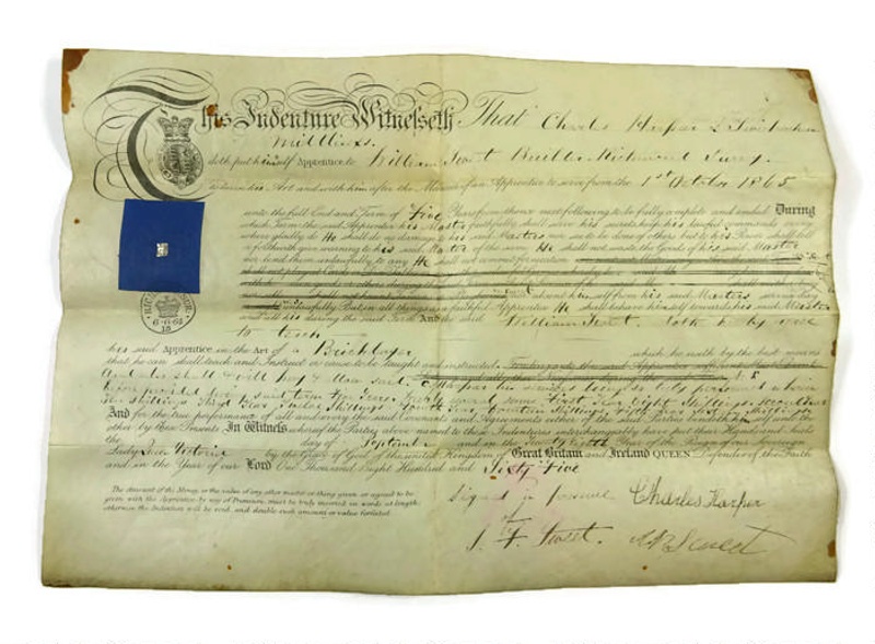 Apprentice Indenture, 1865; 1865; LDMRD 2017.4 | eHive