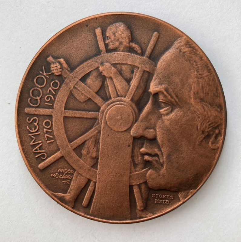Commemorative medallion of Captain Cook Bicentenary; Andor Meszaros ...