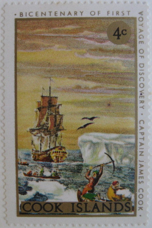 Postage stamp, Cook Islands 4c, Bicentenary of first voyage of ...